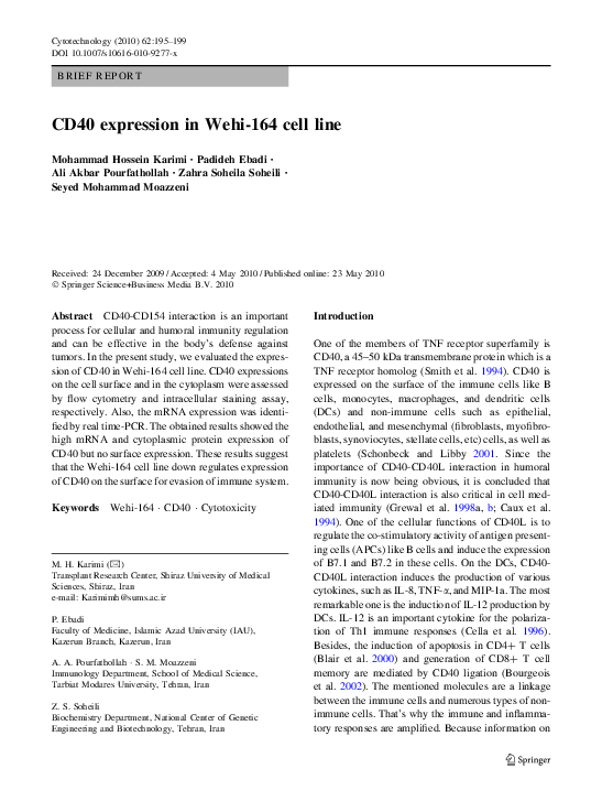(PDF) CD40 expression in Wehi-164 cell line
