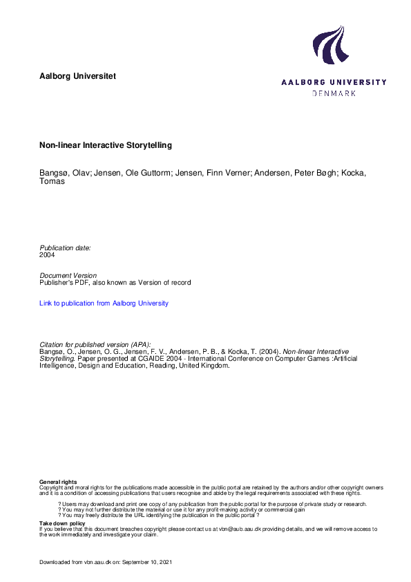 (PDF) Non-linear Interactive Storytelling