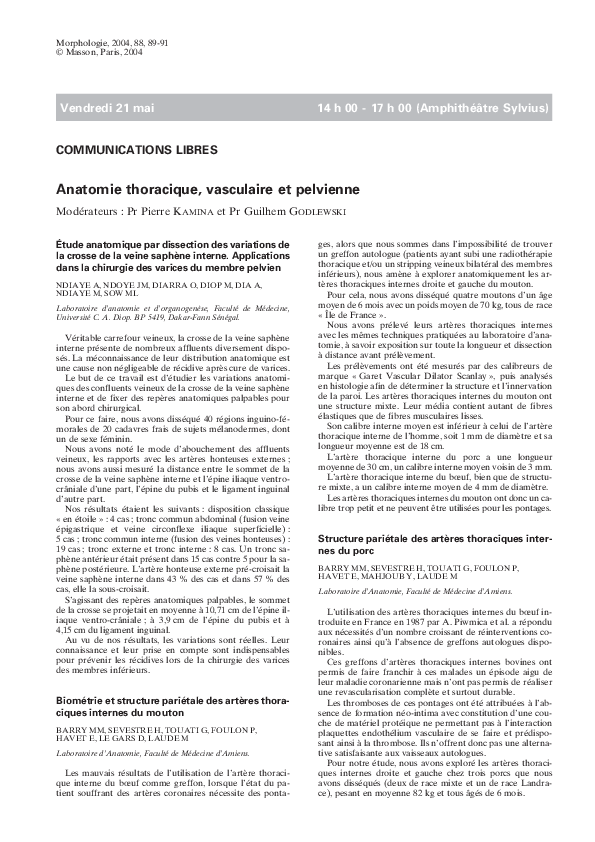 (PDF) Étude anatomique par dissection des variations de la crosse de la ...