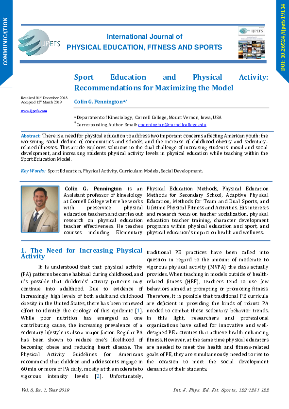 (PDF) Sport Education and Physical Activity