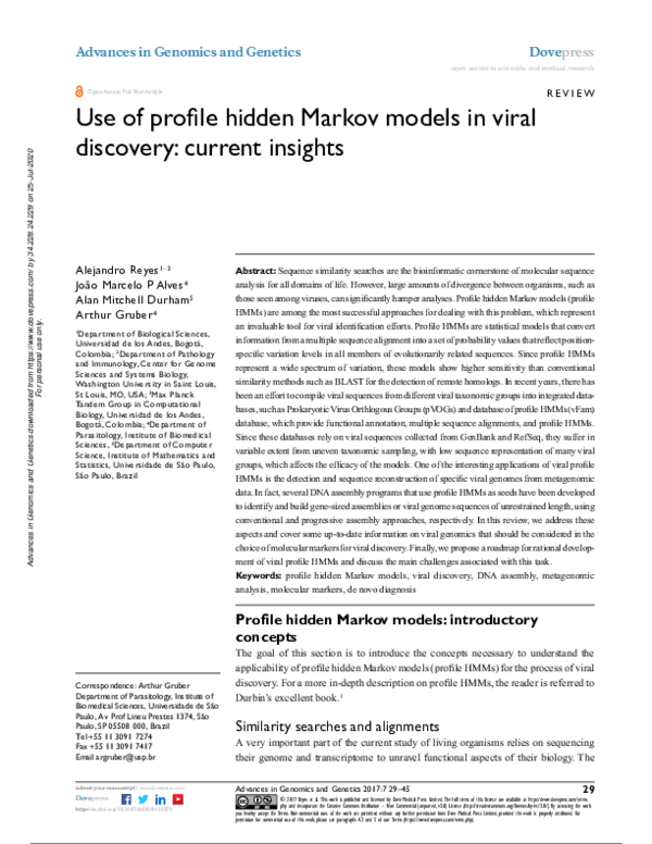 (PDF) Use of profile hidden Markov models in viral discovery: current insights