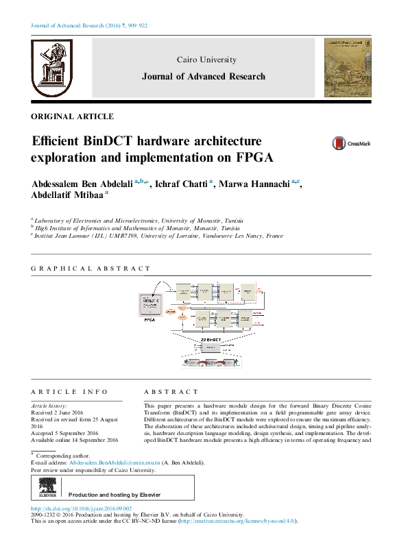 Pdf Efficient Bindct Hardware Architecture Exploration And Implementation On Fpga 1637