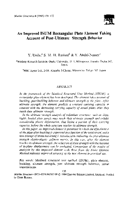 (PDF) An improved ISUM rectangular plate element taking account of post ...