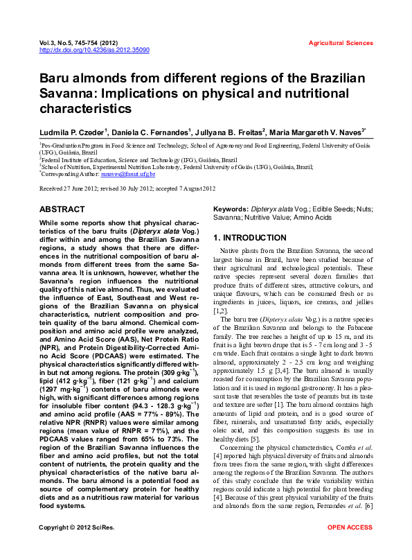 (PDF) Baru almonds from different regions of the Brazilian Savanna ...