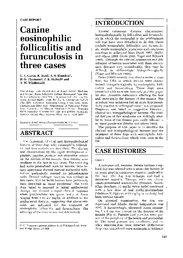 (PDF) Canine eosinophilic folliculitis and furunculosis in three cases