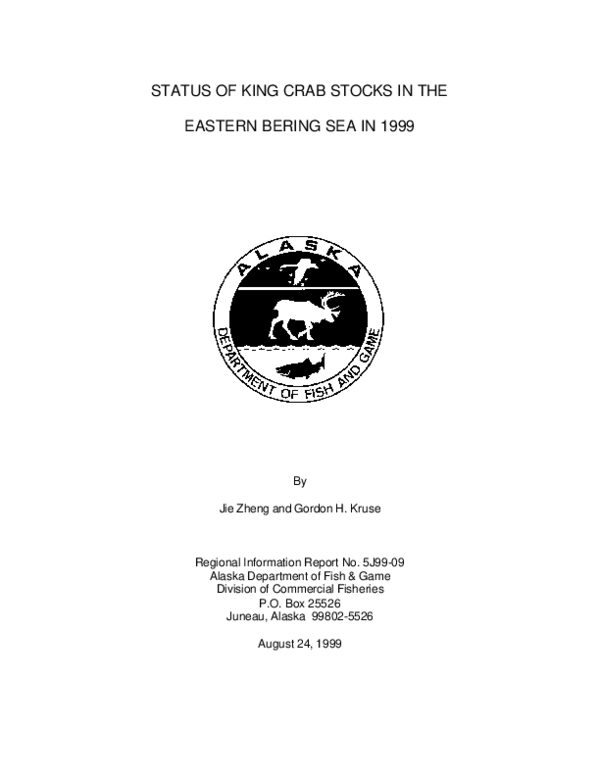 (PDF) Status of king crab stocks in the eastern Bering Sea in 1999