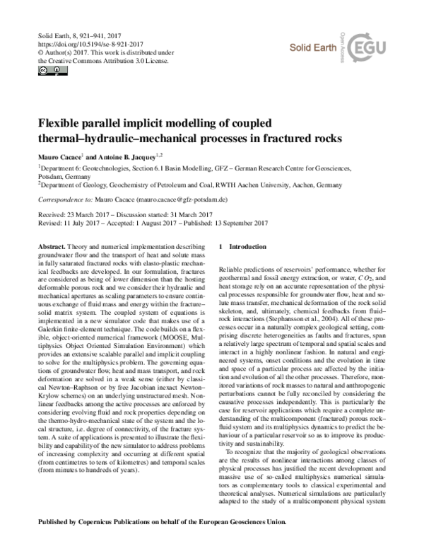 (PDF) Flexible parallel implicit modelling of coupled Thermal-Hydraulic-Mechanical processes in ...