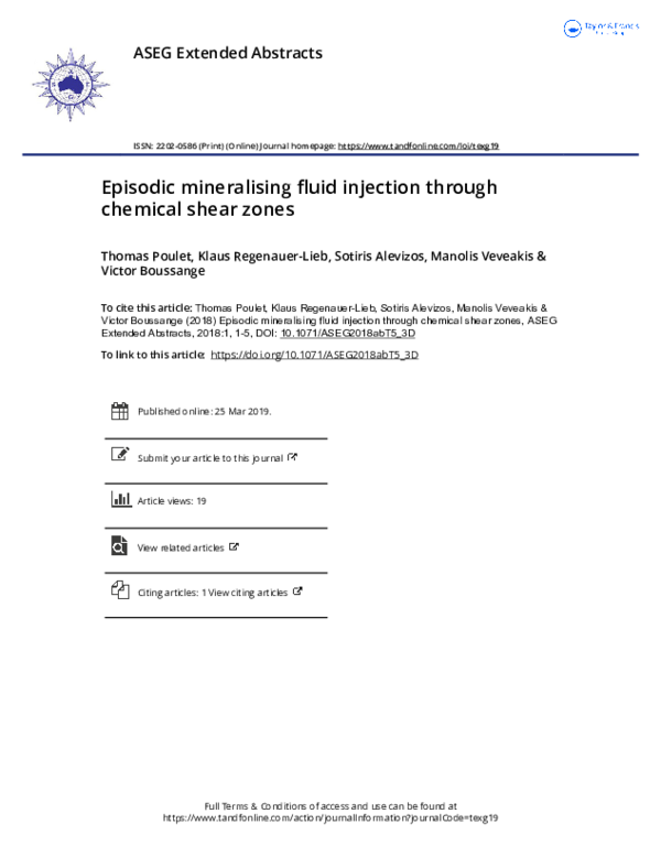(PDF) Episodic mineralising fluid injection through chemical shear zones