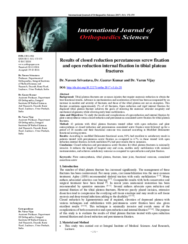 (PDF) Results of closed reduction percutaneous screw fixation and open ...
