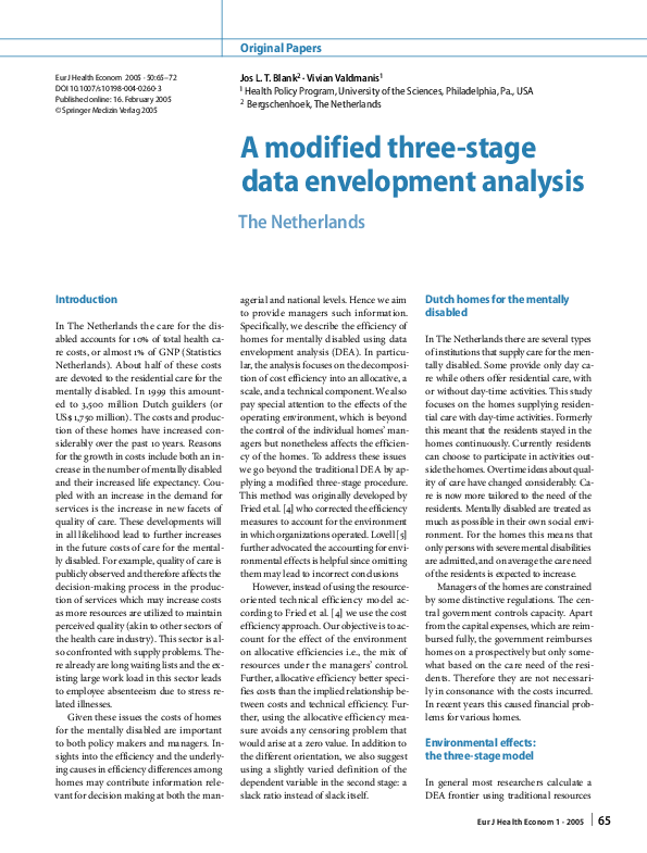(PDF) A modified three-stage data envelopment analysis