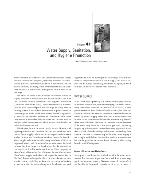 (PDF) Water supply, sanitation and hygiene promotion. Disease Control ...