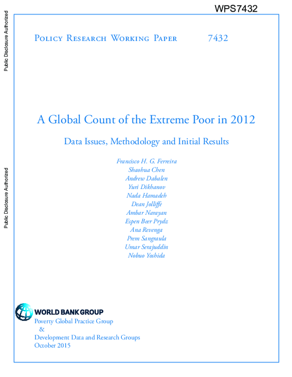 (PDF) A Global Count of the Extreme Poor in 2012: Data Issues ...
