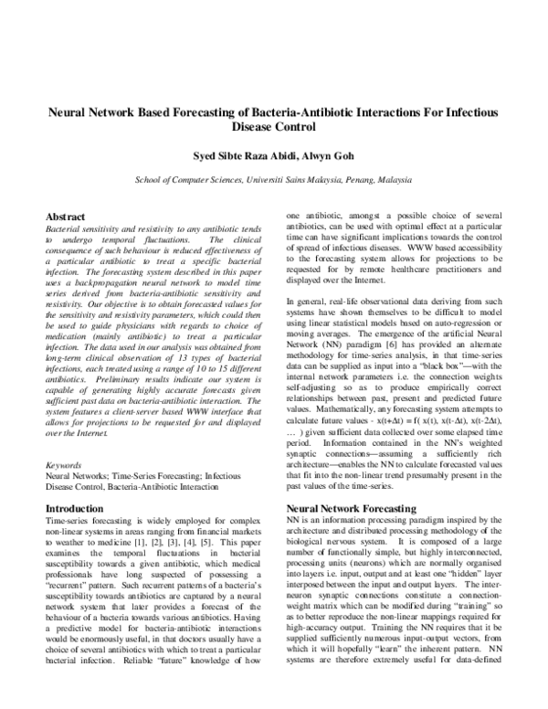 (PDF) Neural network based forecasting of bacteria-antibiotic ...