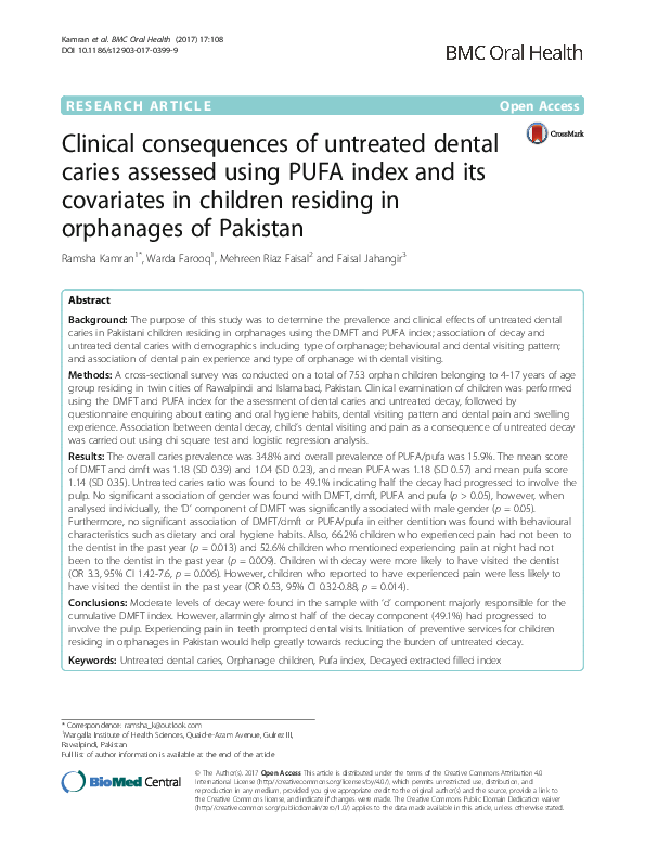 (PDF) Clinical consequences of untreated dental caries evaluated using ...