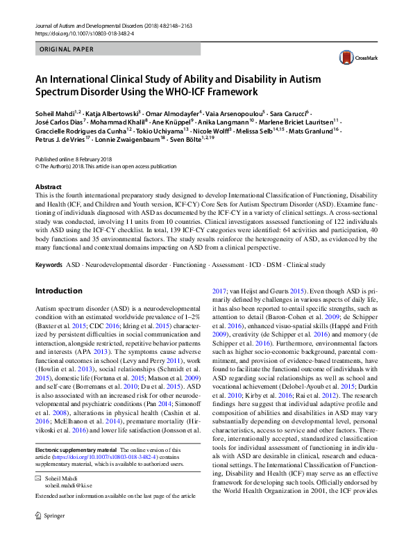 (PDF) An International Clinical Study of Ability and Disability in ...