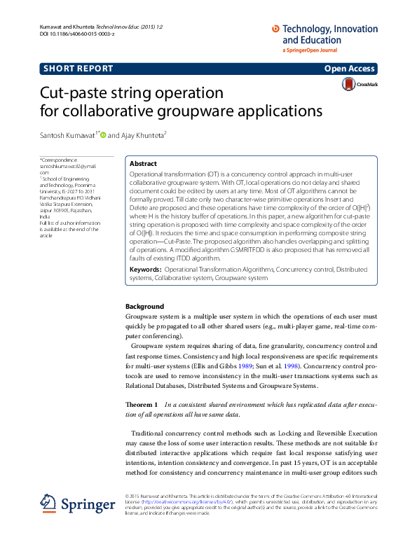 (PDF) Cut-paste string operation for collaborative groupware applications