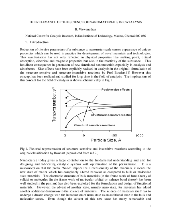 (PDF) The Relevance of the Science of Nanomaterials in Catalysis