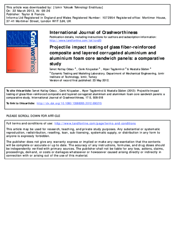(PDF) Projectile impact testing of glass fiber-reinforced composite and ...