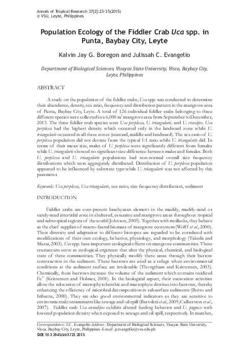 (PDF) Population Ecology of the Fiddler Crab Uca spp. in Punta, Baybay ...