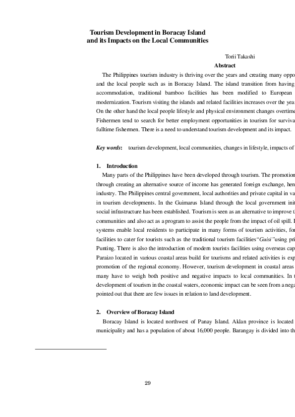 (PDF) Tourism Development in Boracay Island and its Impacts on the ...