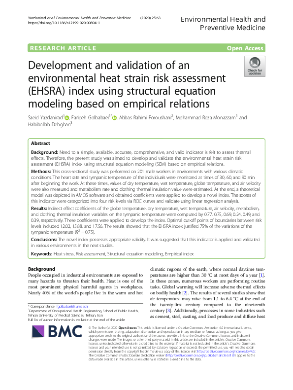 (PDF) Development and validation of an environmental heat strain risk ...
