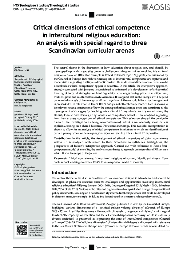 (PDF) Critical dimensions of ethical competence in intercultural ...