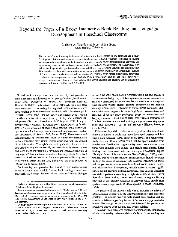(PDF) Beyond the Pages of a Book: Interactive Book Reading and Language ...