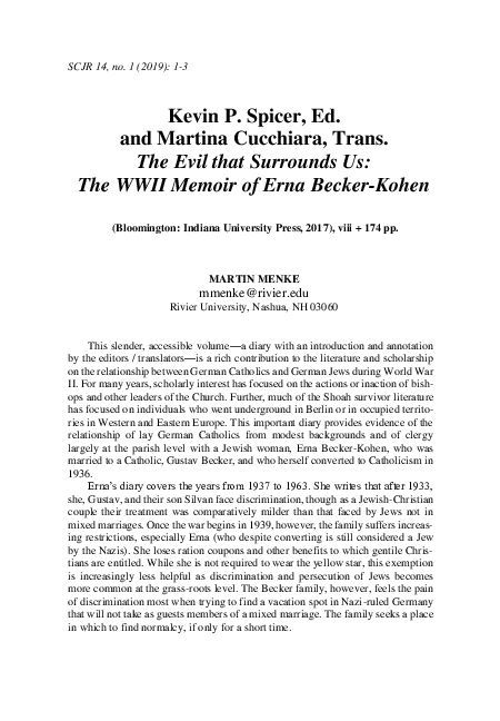 (PDF) Kevin P. Spicer, Ed. and Martina Cucchiara, Trans. The Evil that ...