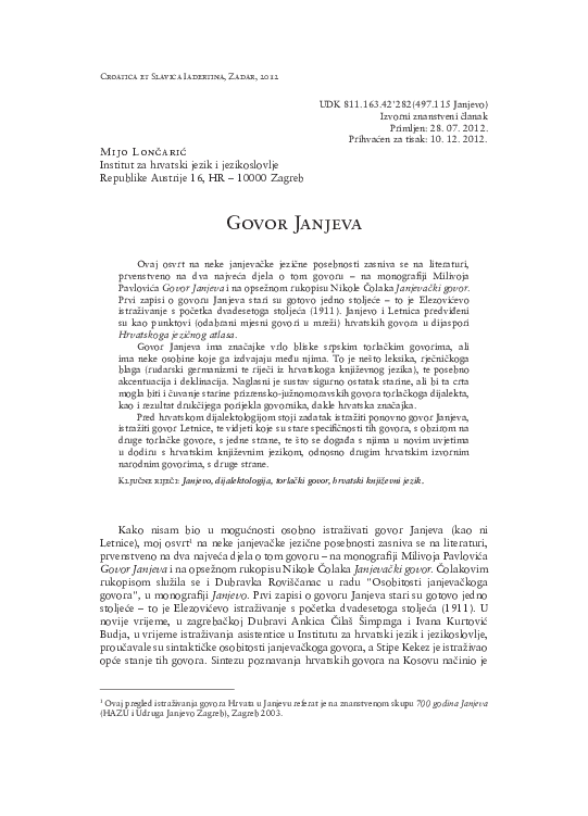 (PDF) Govor janjeva