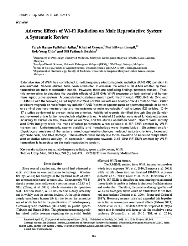 (PDF) Adverse Effects of Wi-Fi Radiation on Male Reproductive System: A Systematic Review