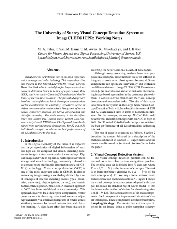 (PDF) Top Performance in Visual Concept Detection