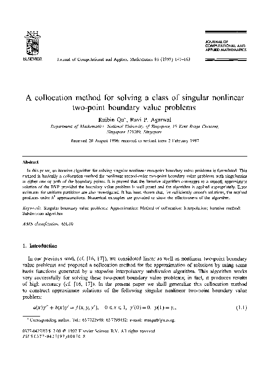 Pdf A Collocation Method For Solving A Class Of Singular Nonlinear