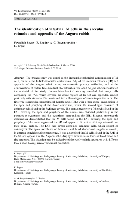 (PDF) The identification of intestinal M cells in the sacculus rotundus ...