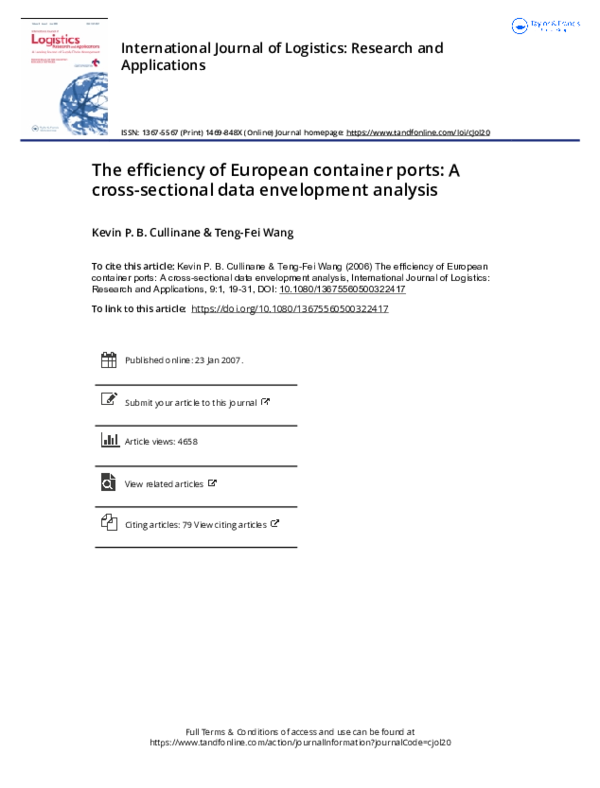 Pdf The Efficiency Of European Container Ports A Cross Sectional
