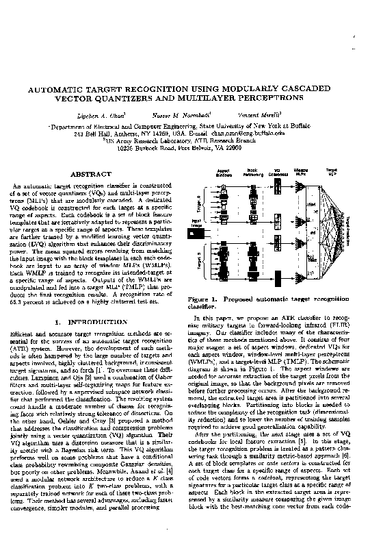 (PDF) Automatic target recognition using modularly cascaded vector quantizers and multilayer ...