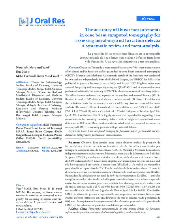 Pdf The Accuracy Of Linear Measurements In Cone Beam Computed