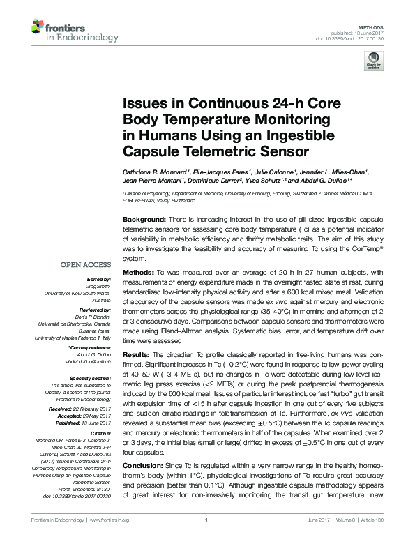 (PDF) Issues in Continuous 24-h Core Body Temperature Monitoring in ...
