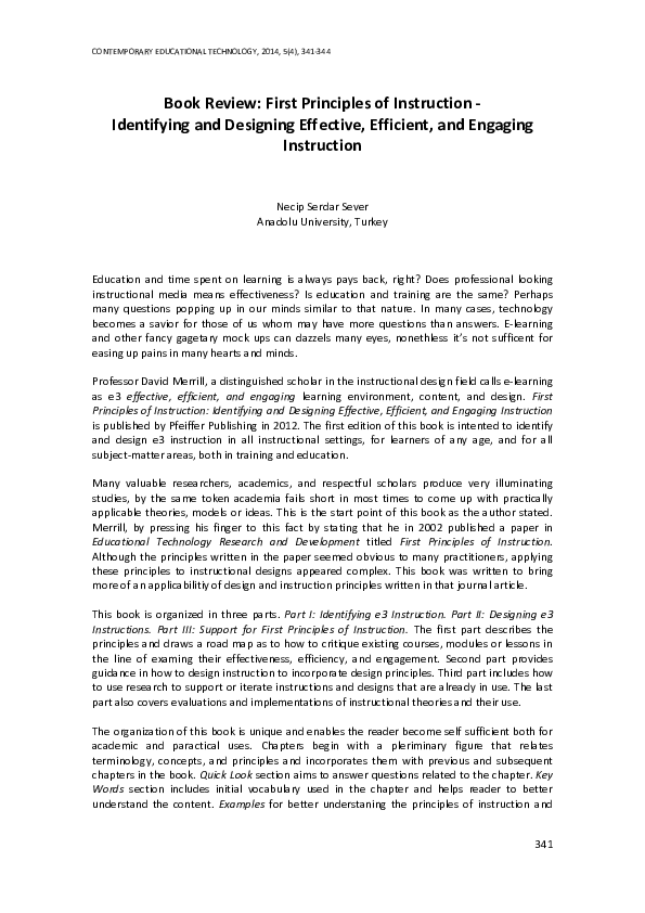 (PDF) Book Review: First Principles of Instruction - Identifying and Designing Effective ...