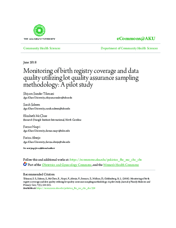 (PDF) Monitoring of birth registry coverage and data quality utilizing ...