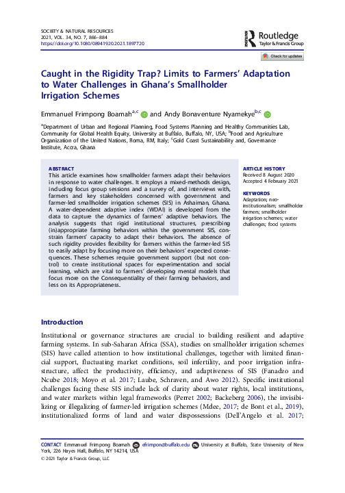 (PDF) Caught in the Rigidity Trap? Limits to Farmers’ Adaptation to ...