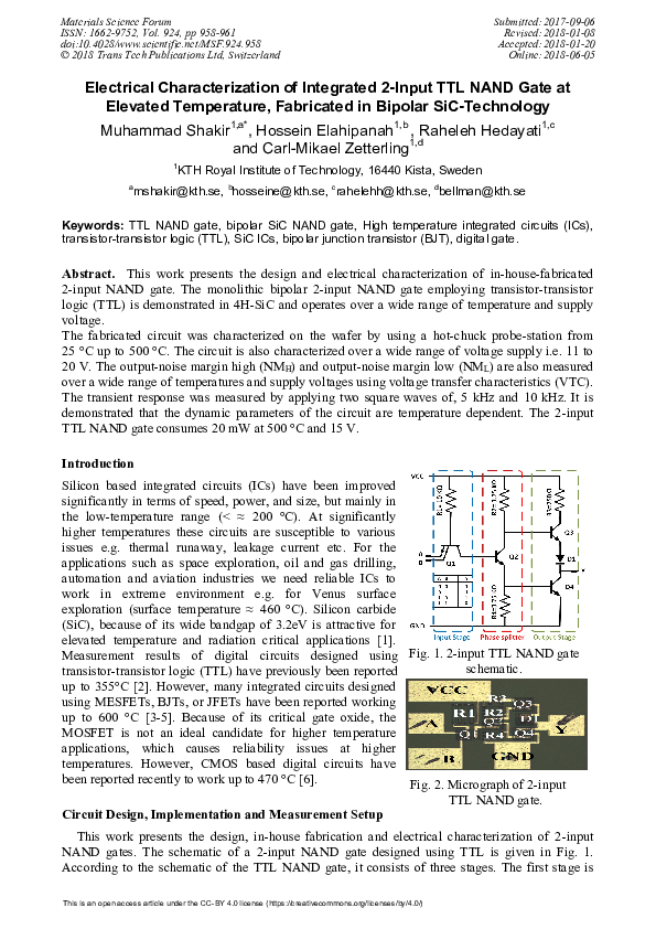 (PDF) Electrical Characterization of Integrated 2-Input TTL NAND Gate at Elevated Temperature ...