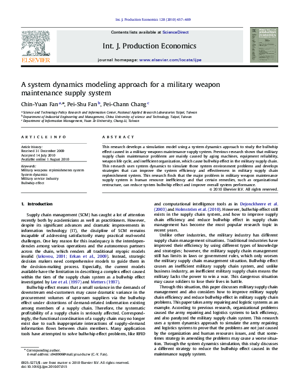 (PDF) A system dynamics modeling approach for a military weapon ...