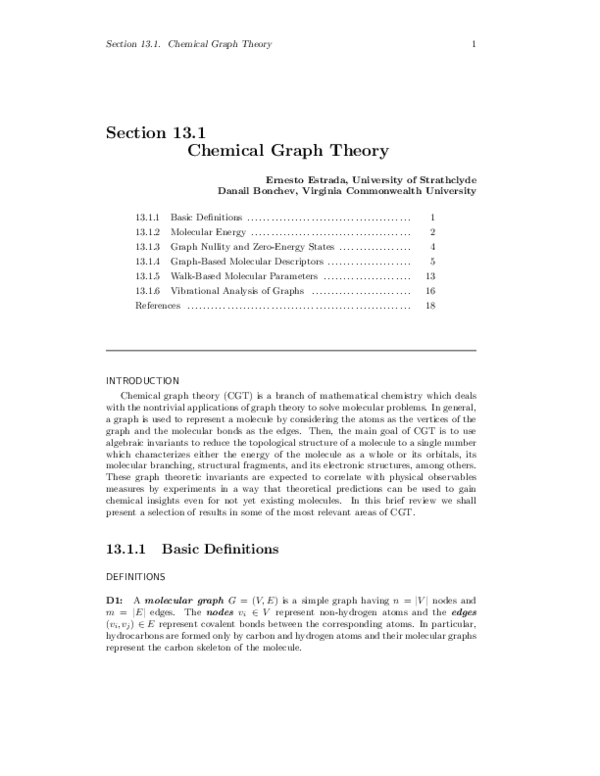 (PDF) Chemical Graph Theory