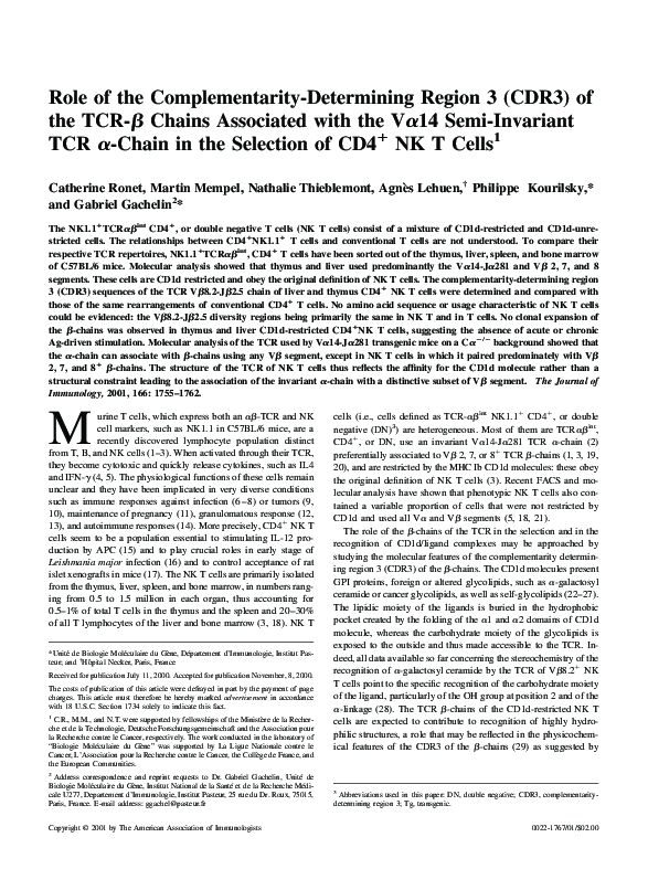 (PDF) Role of the Complementarity-Determining Region 3 (CDR3) of the ...