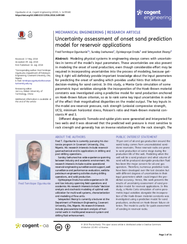 (PDF) Uncertainty assessment of onset sand prediction model for ...
