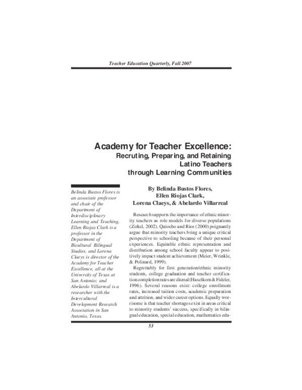 (PDF) Recruiting and Retaining Latino Teachers