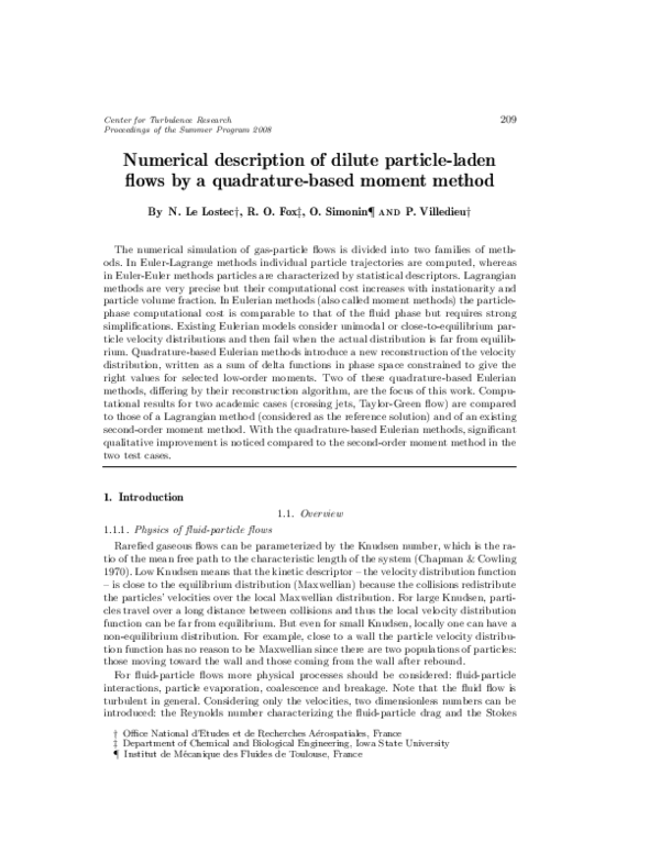 Pdf Quadrature Based Moment Method For Gas Particle Flows