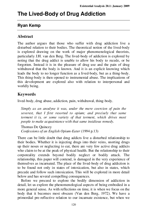 (PDF) The Lived-Body of Drug Addiction