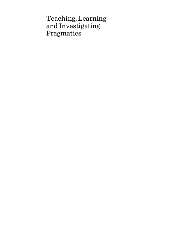 (PDF) Teaching, Learning and Investigating Pragmatics