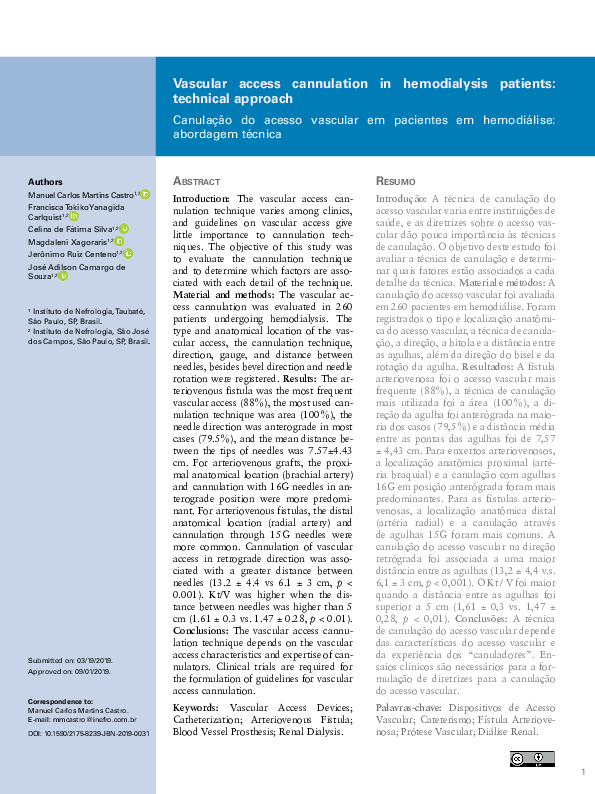 (PDF) Vascular access cannulation in hemodialysis patients: technical ...